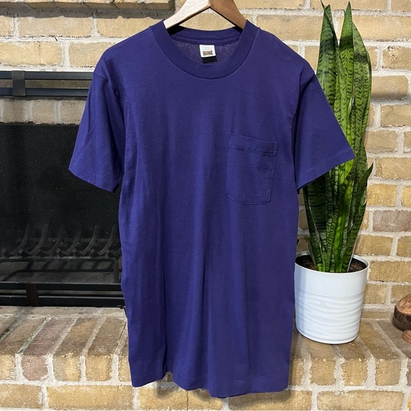 Fruit of the Loom | Shirts | Vintage Fruit Of The Loom Purple Pocket T ...
